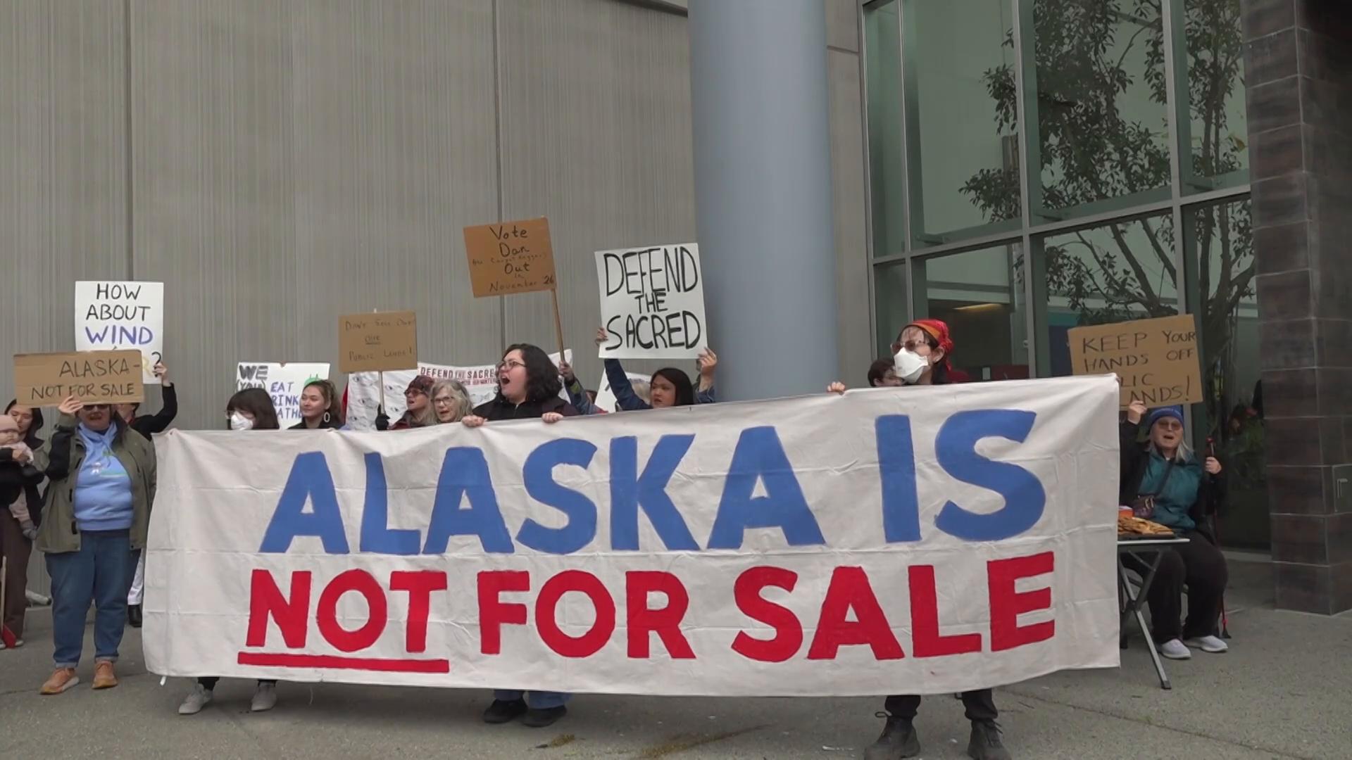 People protest Alaska energy summit, Trump delegation seeking more oil ...