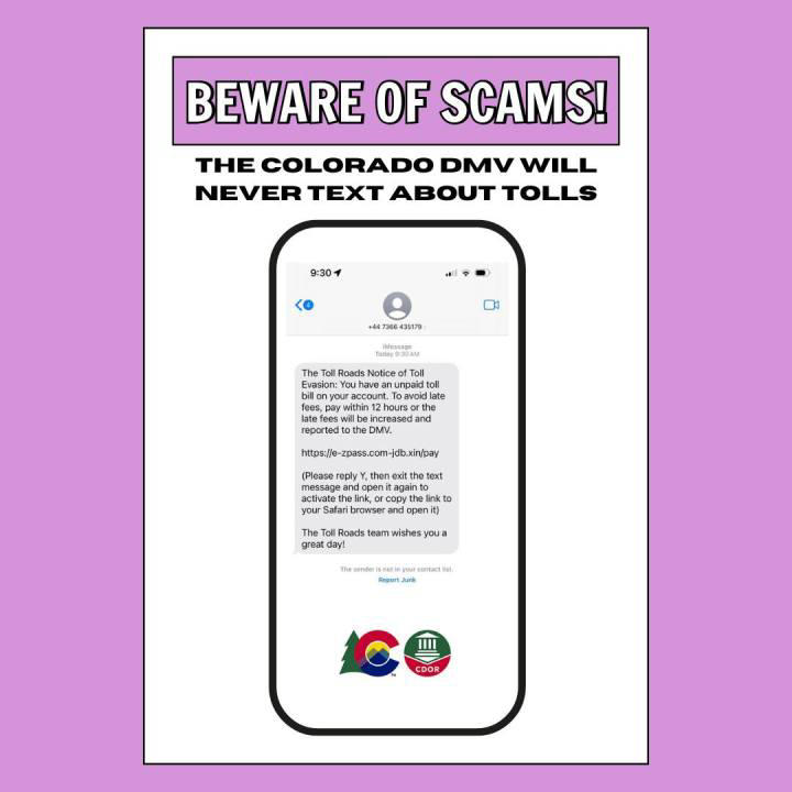Scam texts impersonating Colorado DMV, threatening penalties