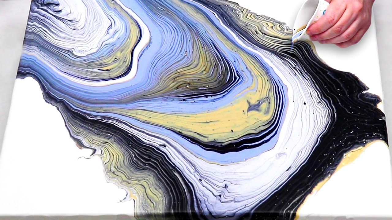 Gorgeous Multi Tree Ring Acrylic Pour Painting