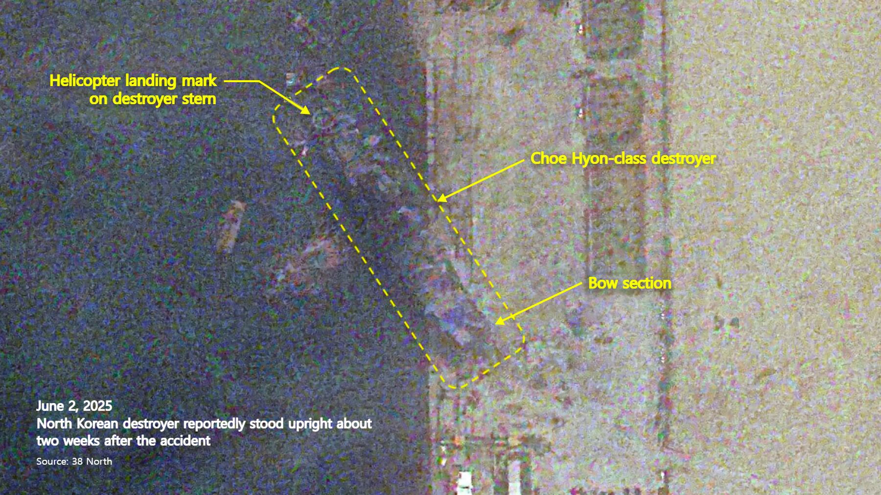 N. Korea uprights capsized destroyer 2 weeks after launch mishap