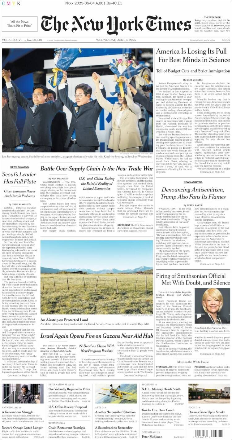 Newspaper headlines from around the world – Wednesday, 4 June 2025