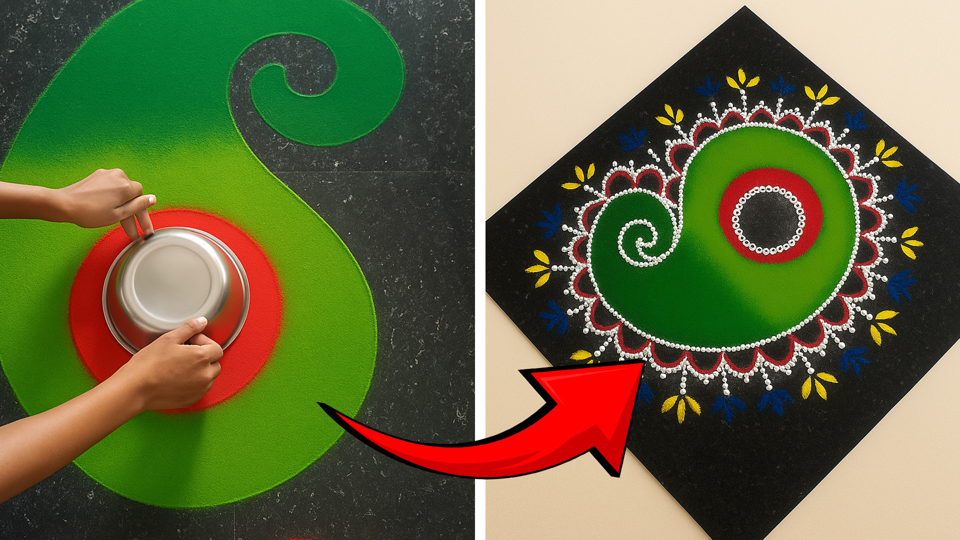 Simple and Unique Rangoli Design | Easy Festive Floor Art Ideas