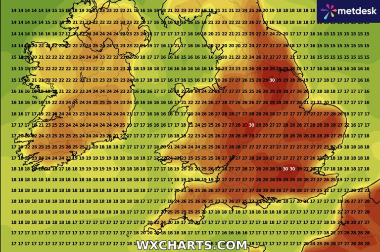 The 4 counties in England set to sizzle in 30C heatwave as weather maps ...