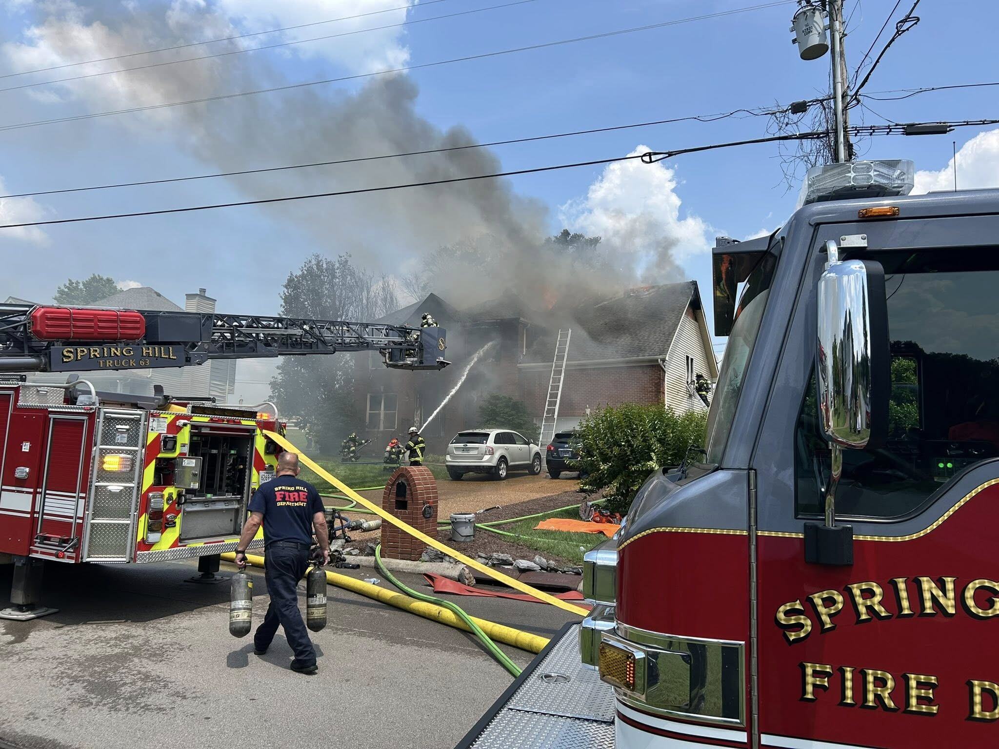 Two firefighters injured in Spring Hill house fire