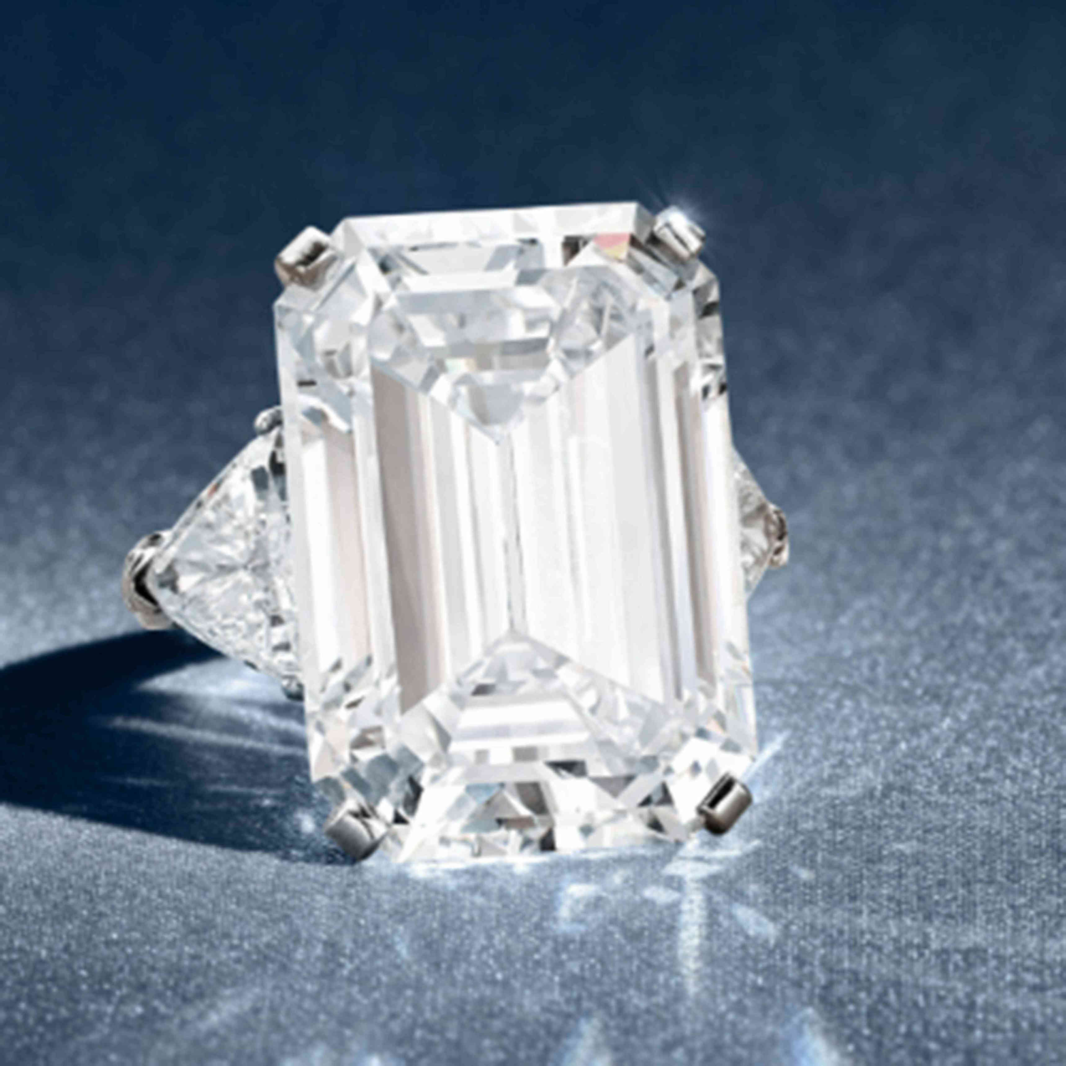 A colorless 35-carat diamond ring—part of a collection one couple ...