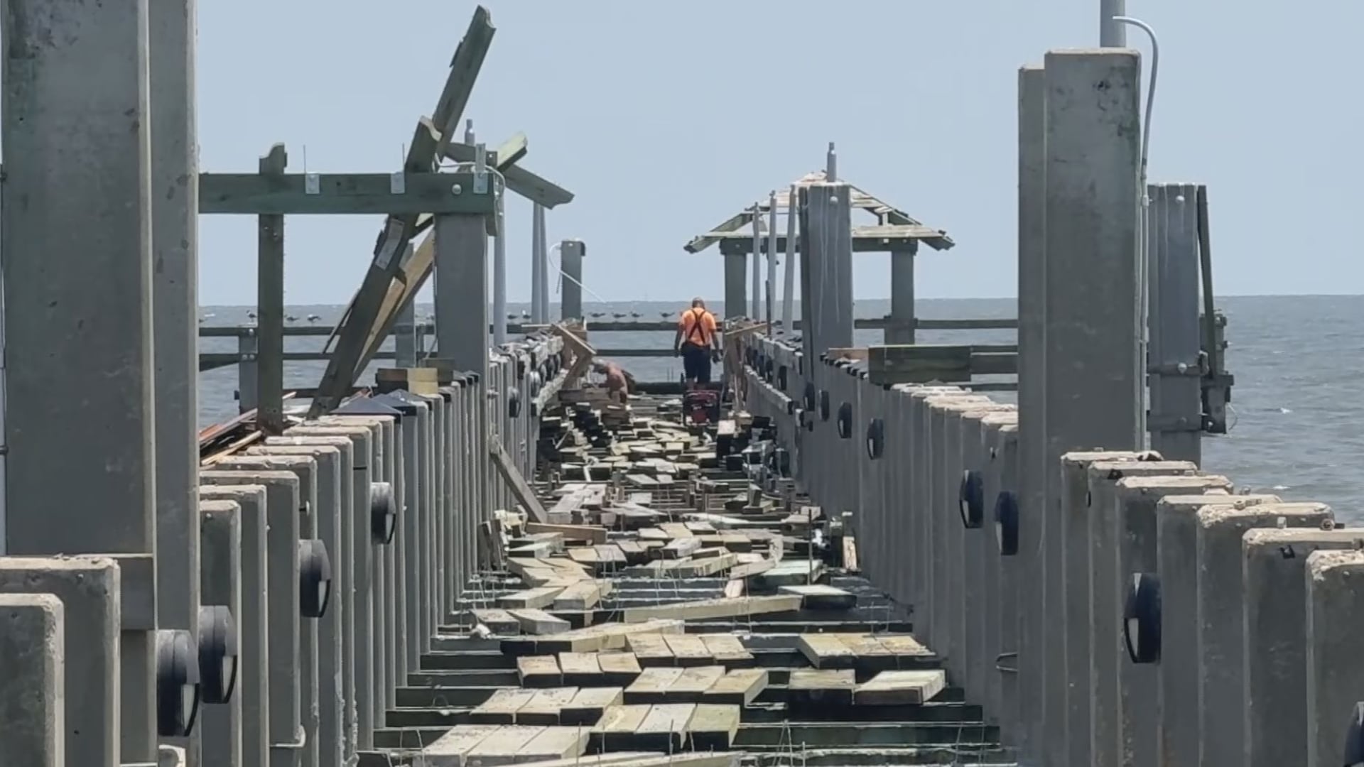 Repairs begin on hurricane-damaged pier in Gulfport