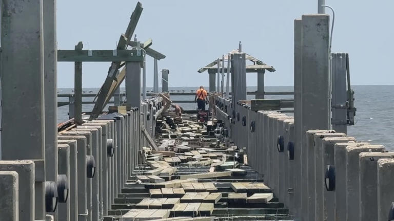 Repairs begin on hurricane-damaged pier in Gulfport
