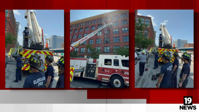 Cleveland Fire rescues workers left hanging after scaffolding collapses ...
