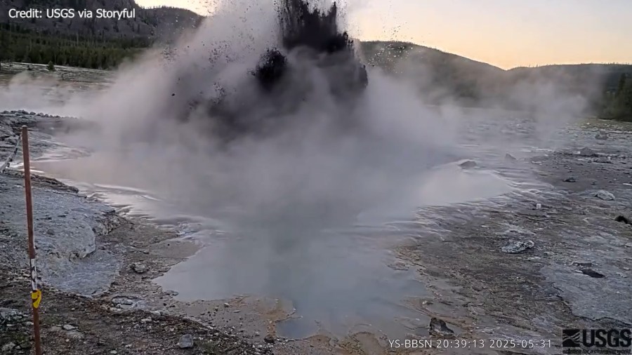 VIDEO: Webcam captures eruption at pool in Yellowstone National Park