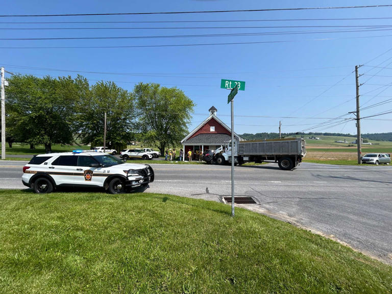 Multiple people hospitalized after dump truck T-bones SUV on Route 23