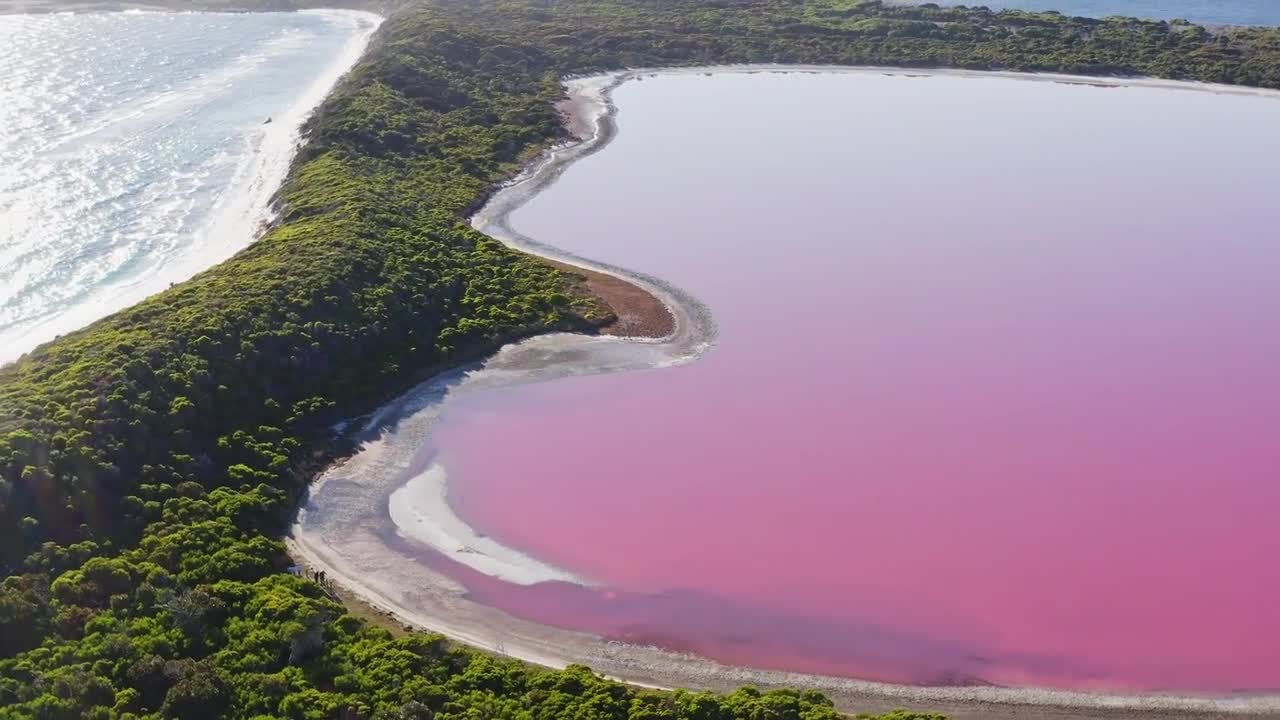 Drone Explores Australia’s Astonishing Pink Lake Hillier