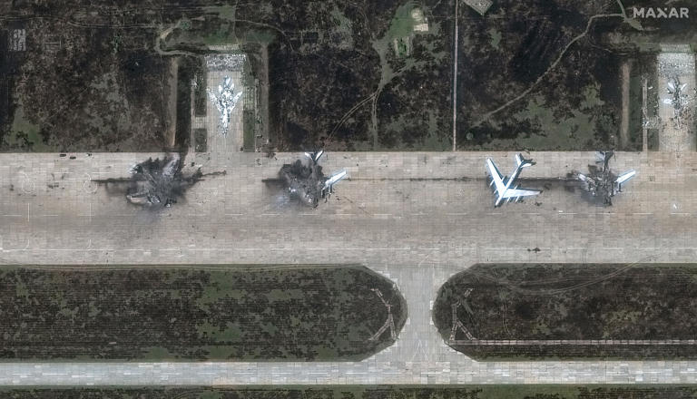 Before and after satellite images show the damage swarms of exploding Ukrainian drones inflicted ...