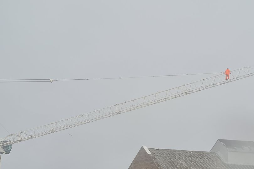 Nerve-racking moment Edinburgh worker heads to top of crane during ...
