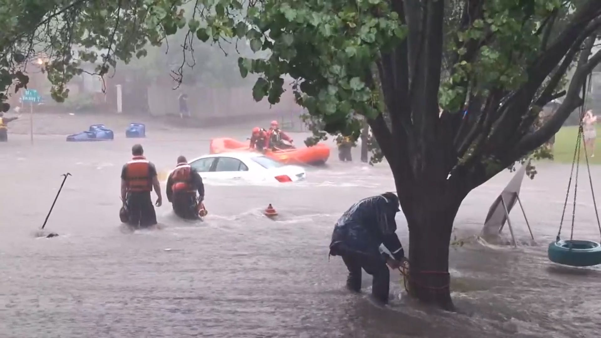 Watch: Flash flooding prompts dozens of water rescues across US