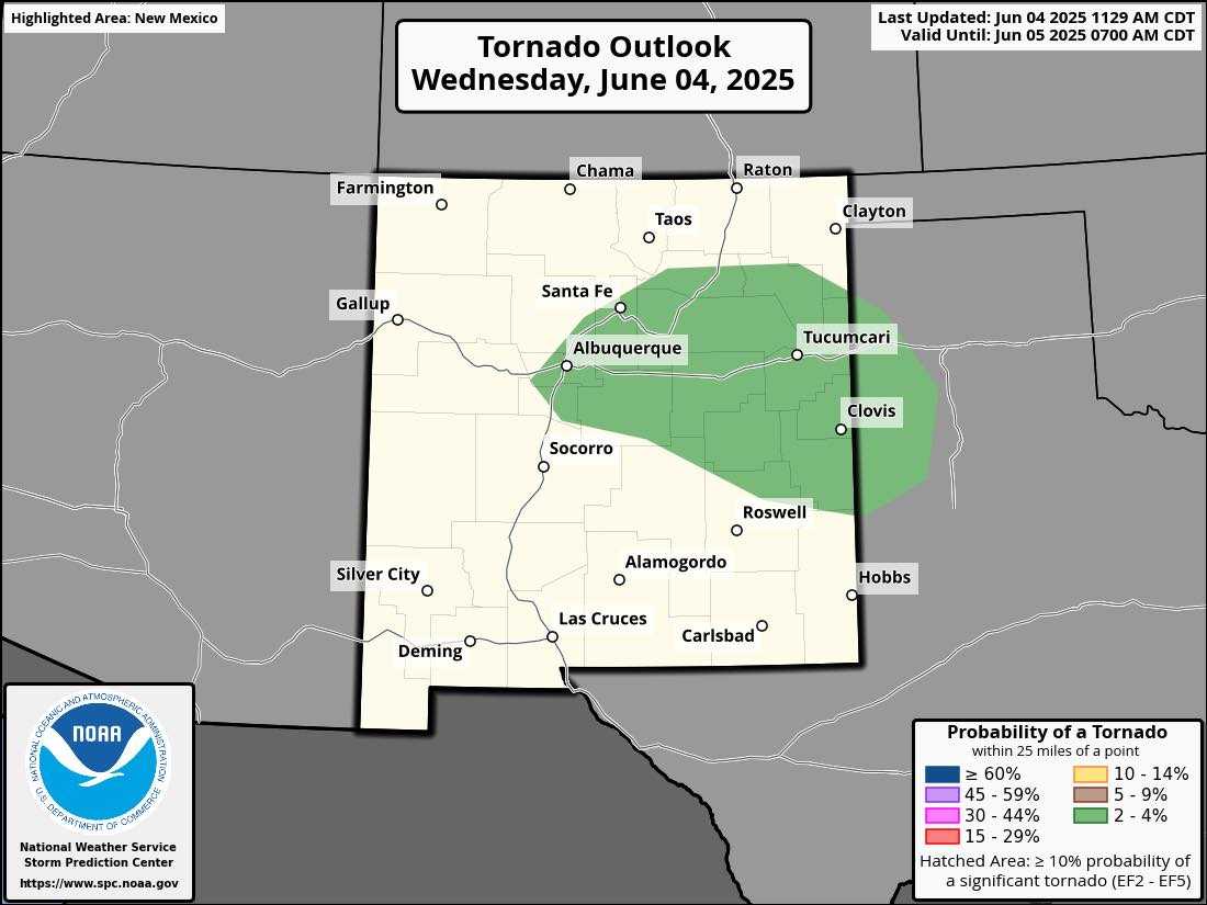 Tornado chance expands into Albuquerque metro