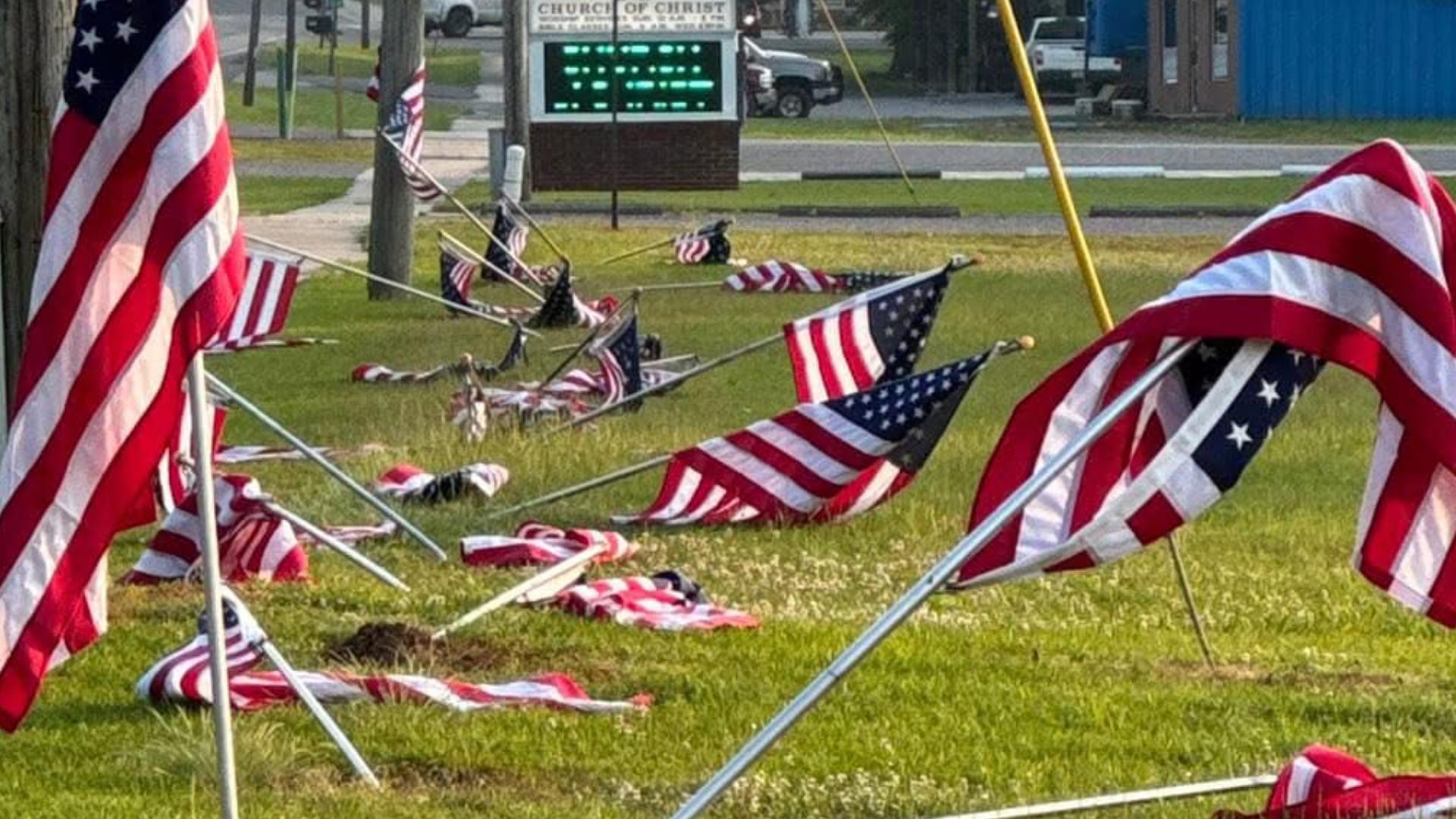 Vandalized flags spark dialogue in Eva, Alabama's close-knit community