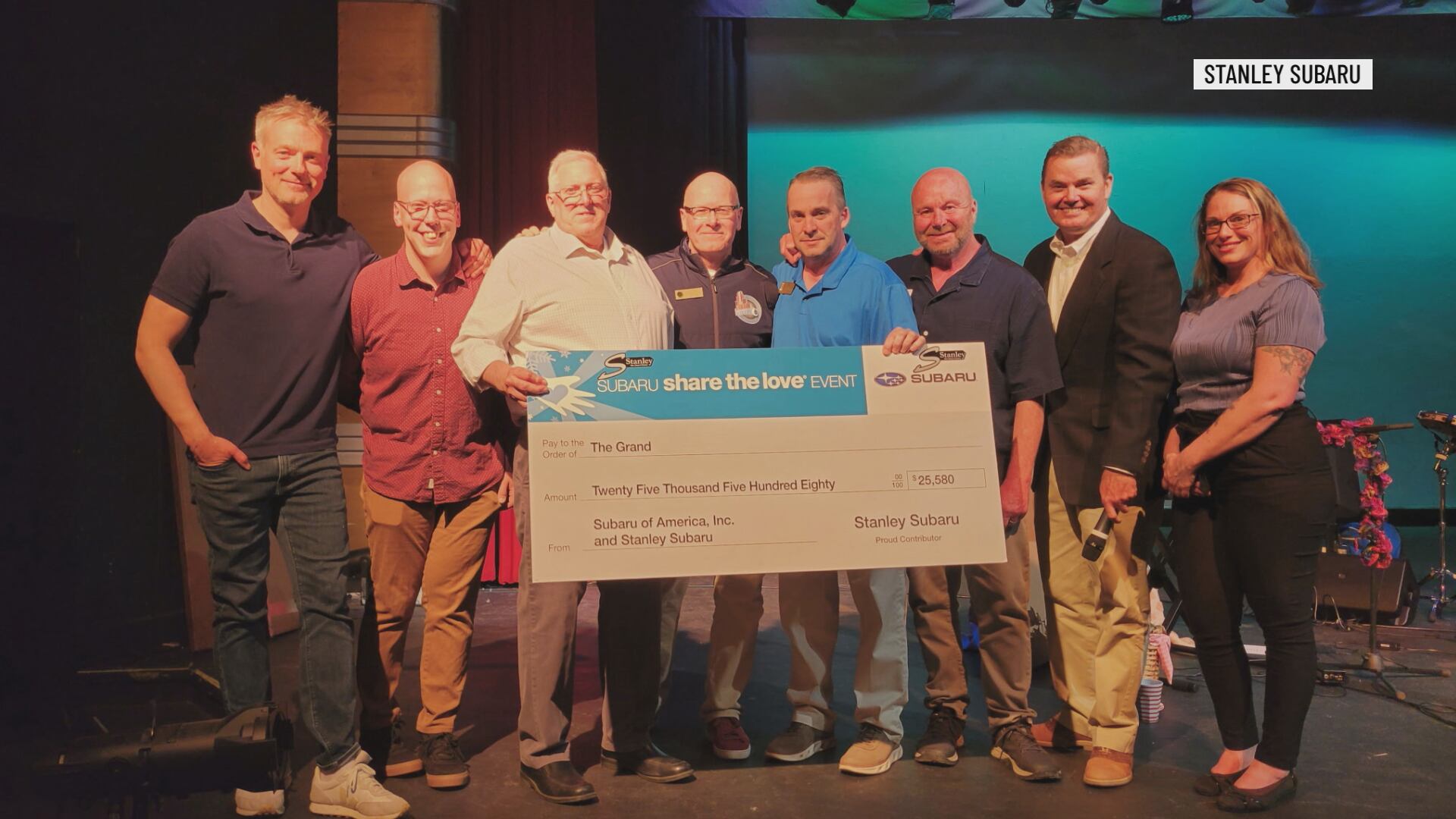 Stanley Subaru donates over $25,000 to ‘The Grand’
