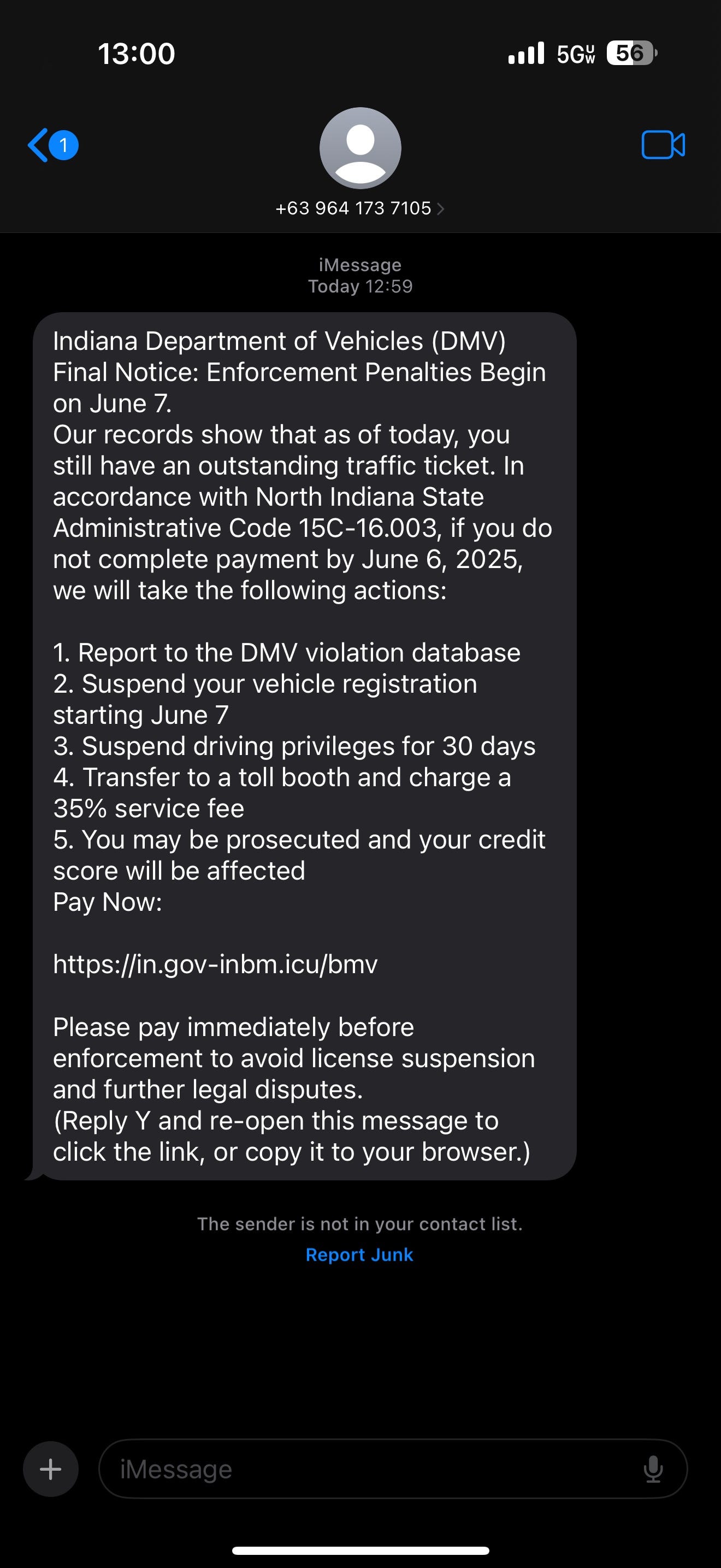 Indiana doesn't have a DMV. We have a BMV, and they won't text you to ...