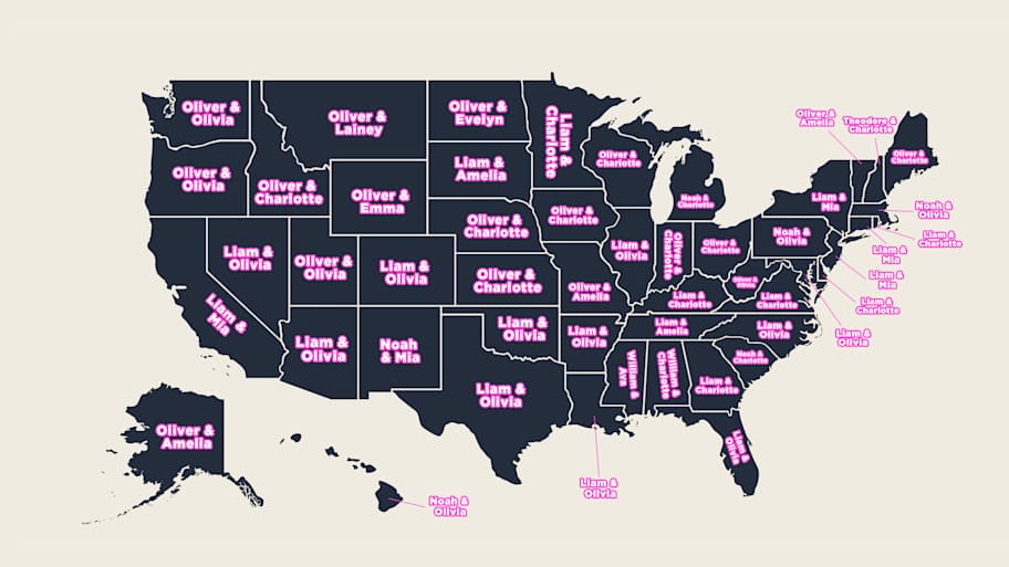 Each State's Most Popular Baby Names, Mapped