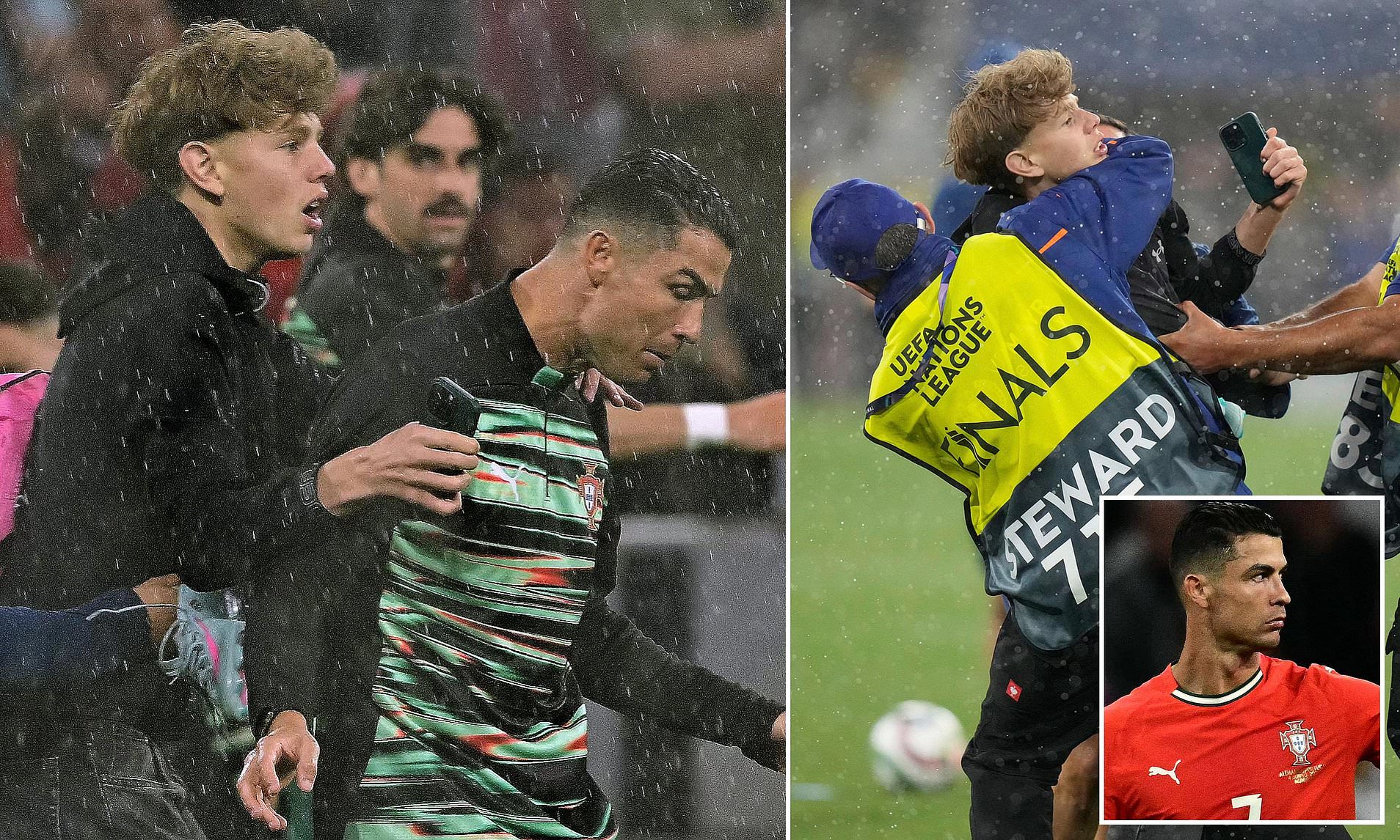 Cristiano Ronaldo grabbed by pitch invader ahead of Portugal's clash ...