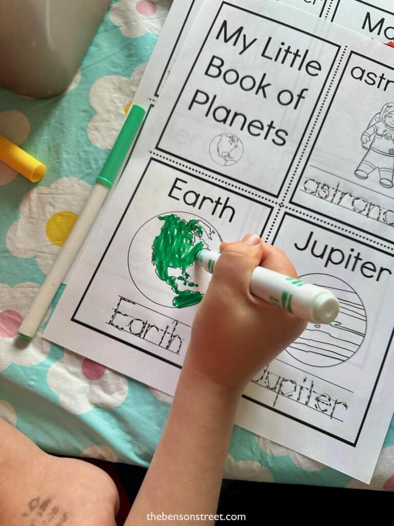 Free Printable My Little Book of Planets: Tracing & Coloring Activity