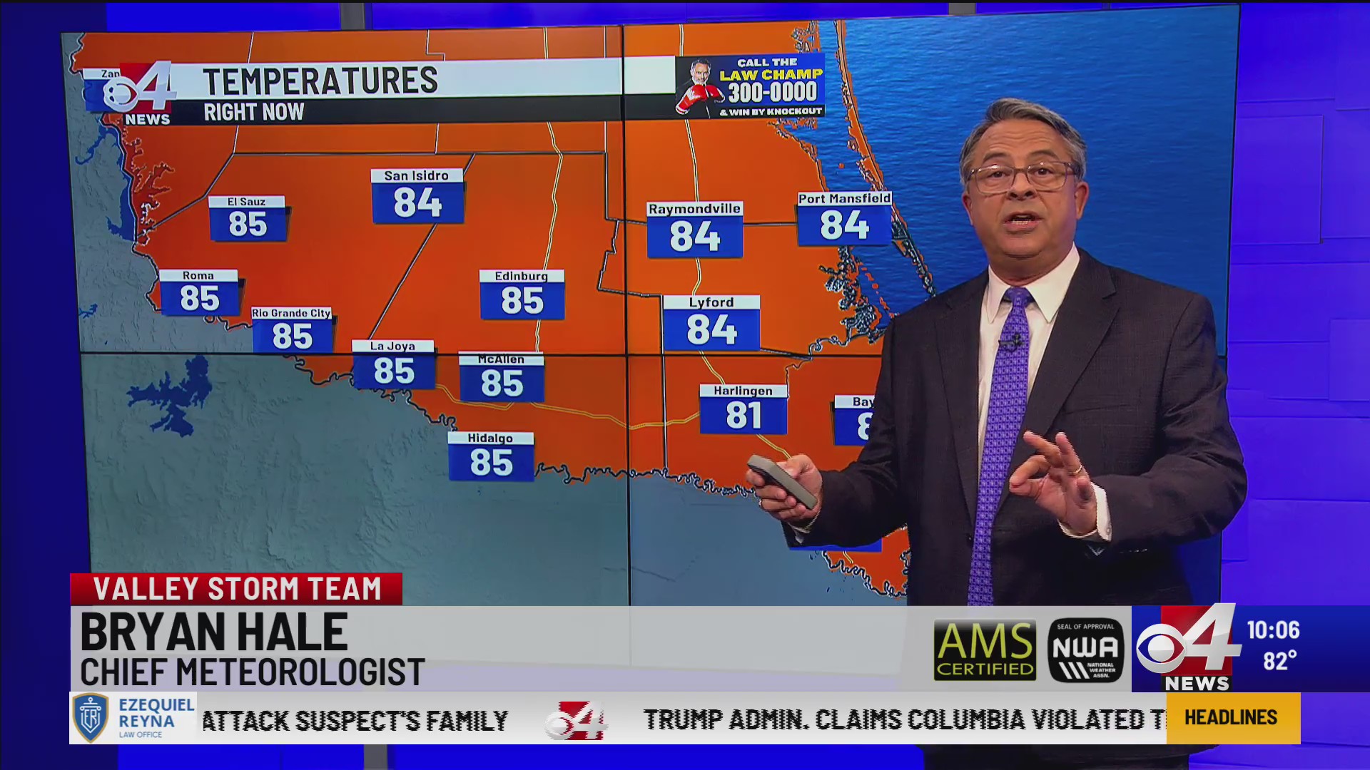 Bryan Hale Talks Temperatures in Mid 80's This Night June 4