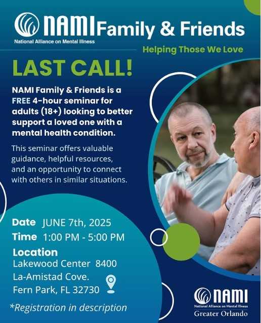 Last call to register for NAMI Greater Orlando's free family and ...