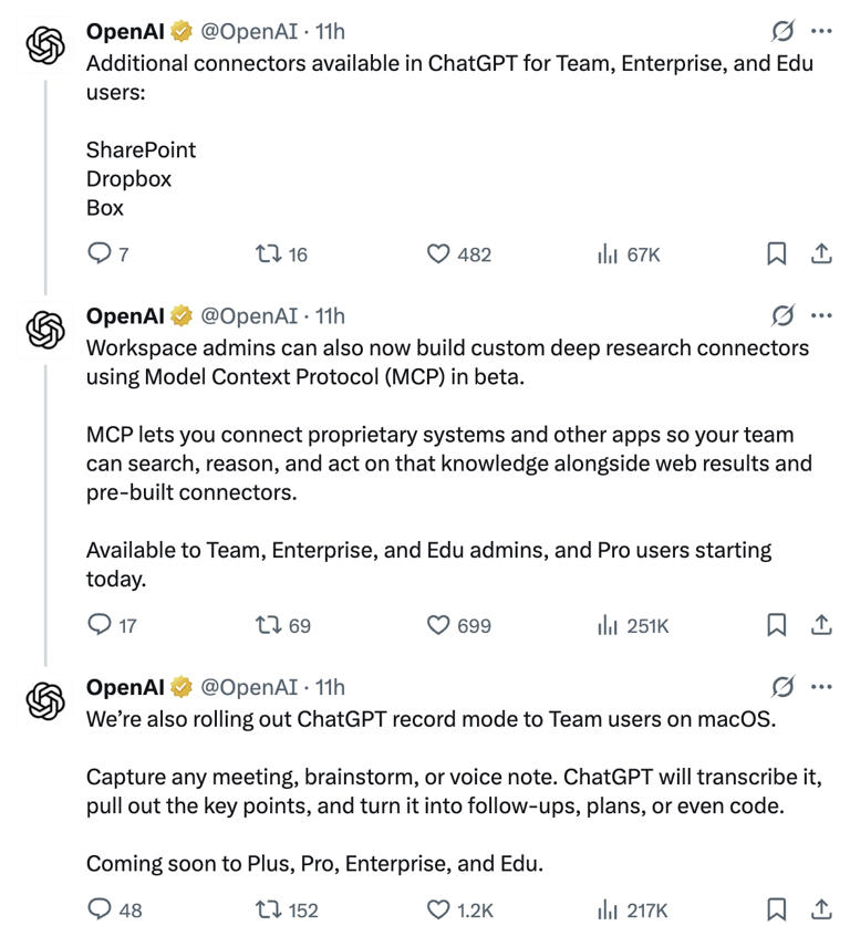 ChatGPT gets record mode and Google Drive sync, OpenAI says now over 3 million users paying for it