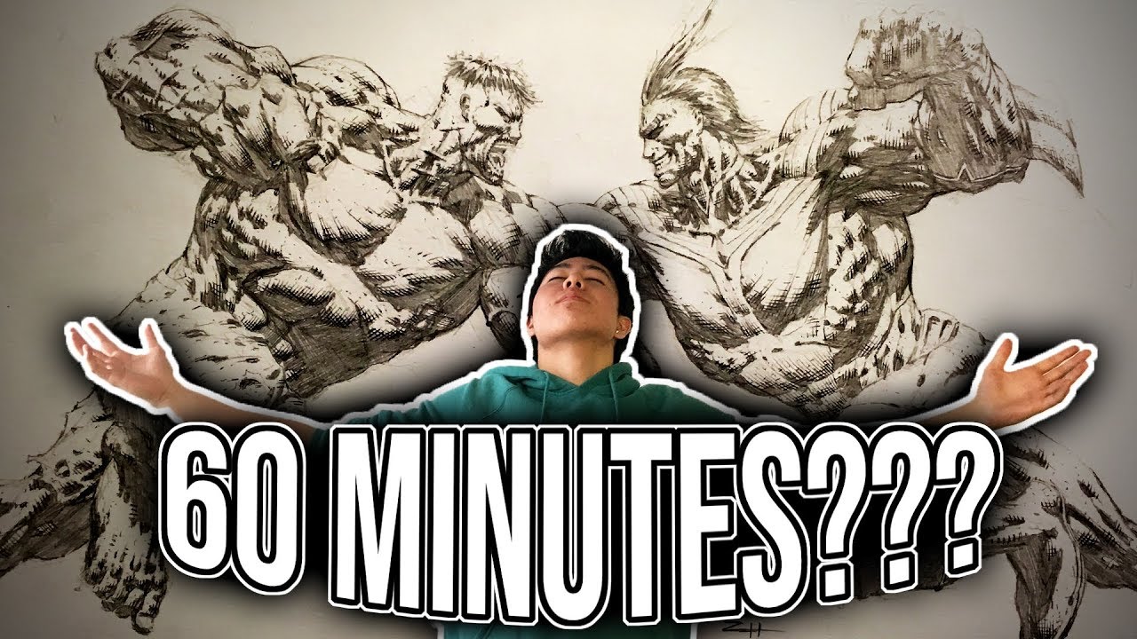 How To Draw A Fight Scene (Hulk vs All Might) In Under 60 Minutes!