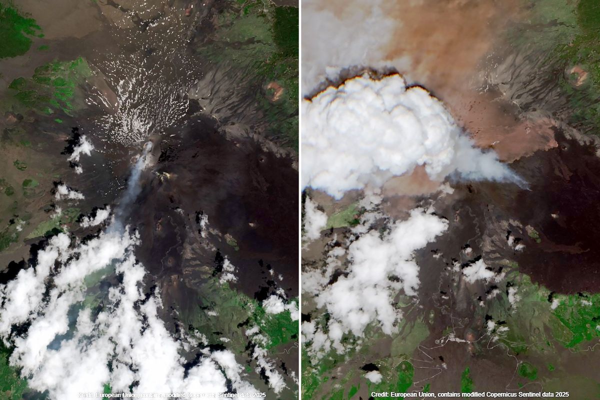Striking satellite images show Mount Etna's eruption from space