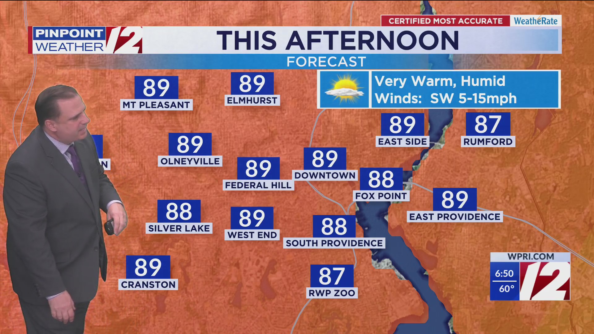 WPRI 12 Weather Forecast for 6/5/25: Very warm and humid today