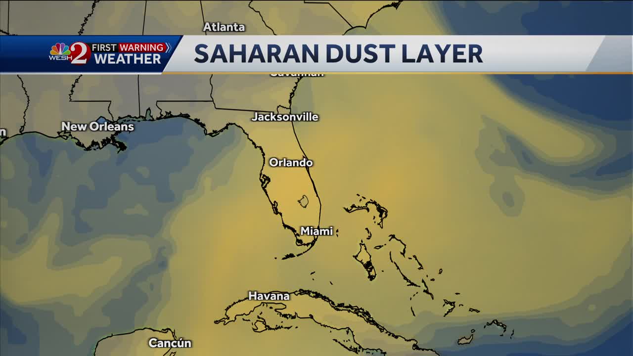 Thick layer of Saharan dust moving into Central Florida