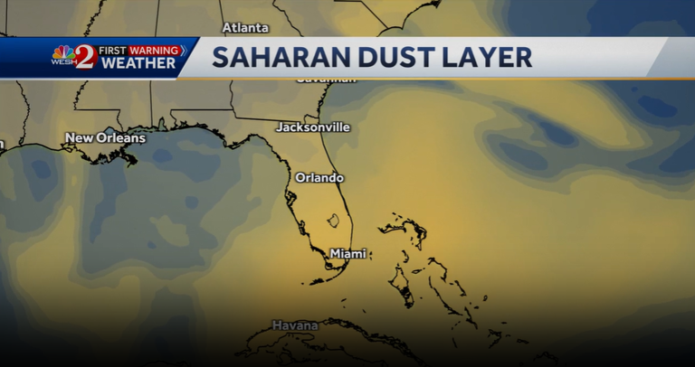 Massive cloud of Saharan dust moving into Central Florida