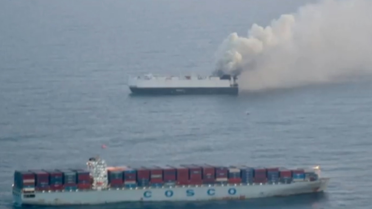 Ship Carrying 3,000 Cars Catches Fire Off Alaska, Video Shows Smoke ...