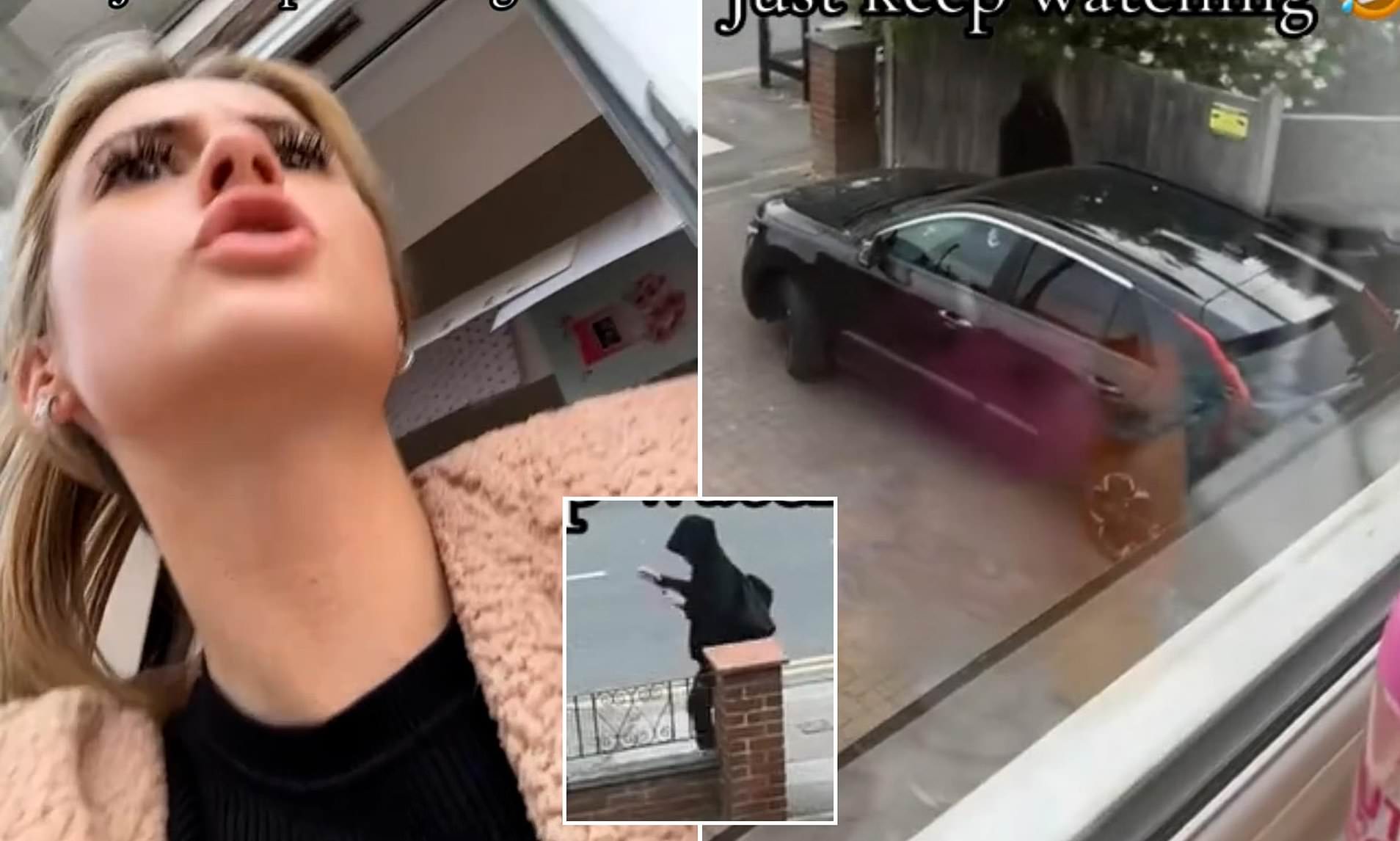 Woman captures moment brazen 'thief' tries to break into car while ...
