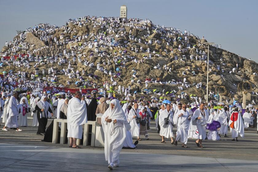 Muslim pilgrims seek forgiveness and shade on Mount Arafat during key ...