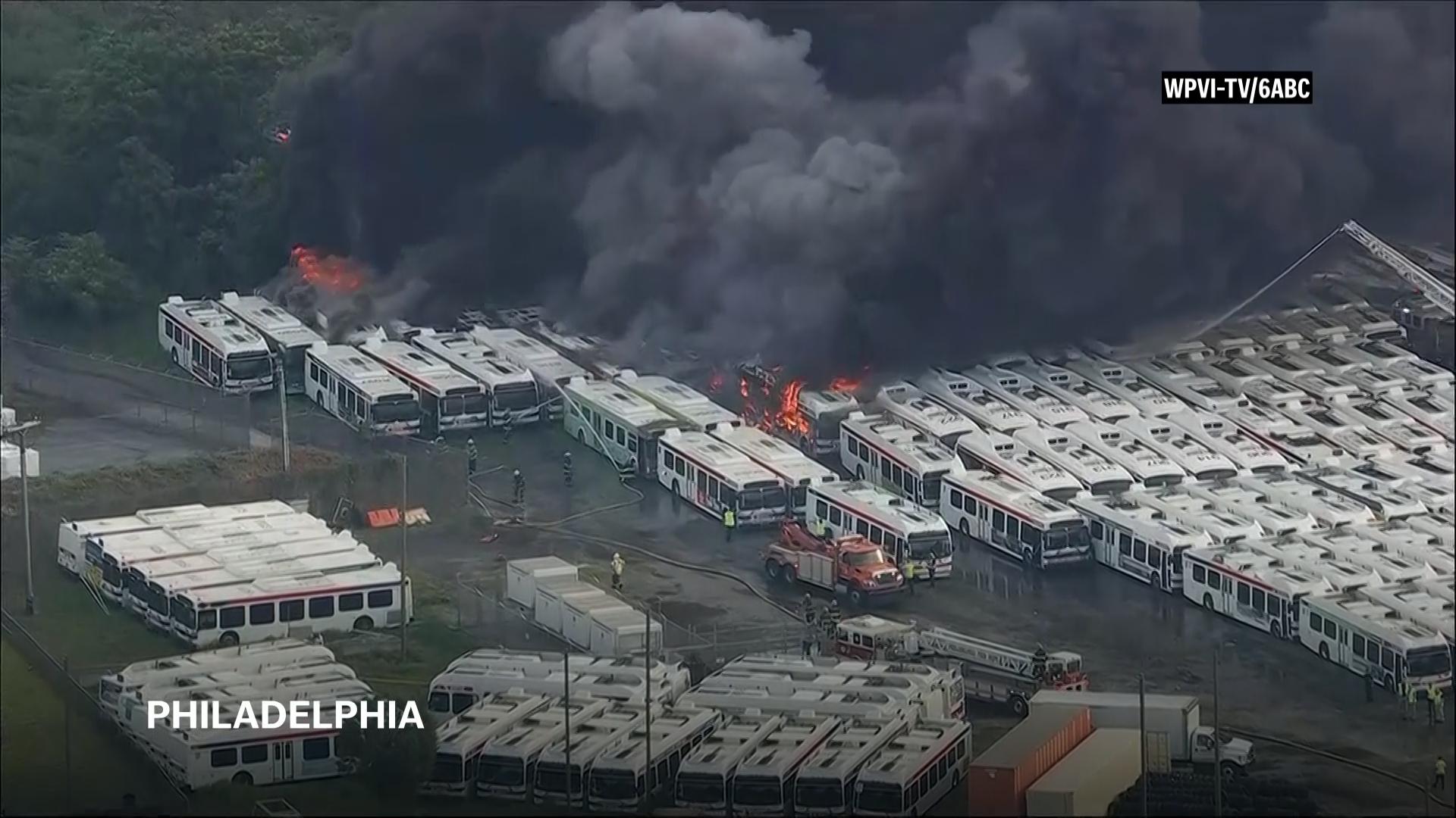 No injuries when fire erupts at Philadelphia transit lot filled with ...