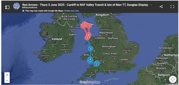Red Arrows today: Flight path and route map for Isle of Man, Liverpool ...