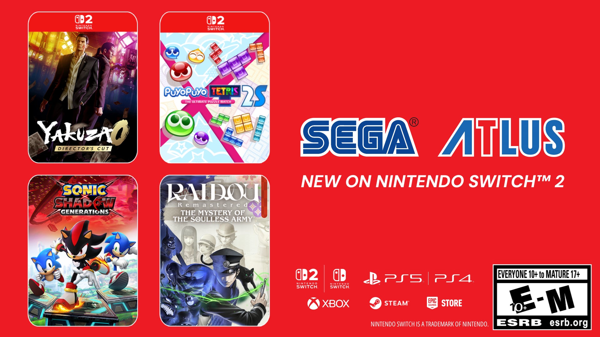 Sega - 4 Titles on Nintendo Switch 2 Official Trailer