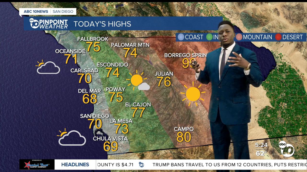 ABC 10News Pinpoint Weather with Moses Small: Some clouds sticking to ...