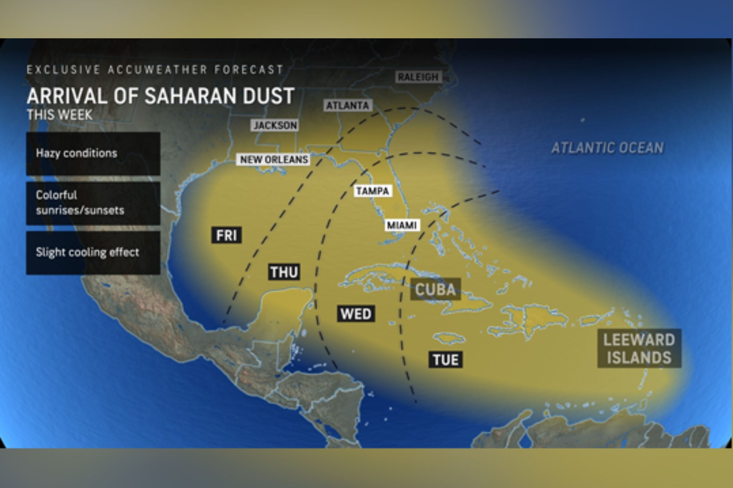 Map shows which states could be impacted by Saharan dust