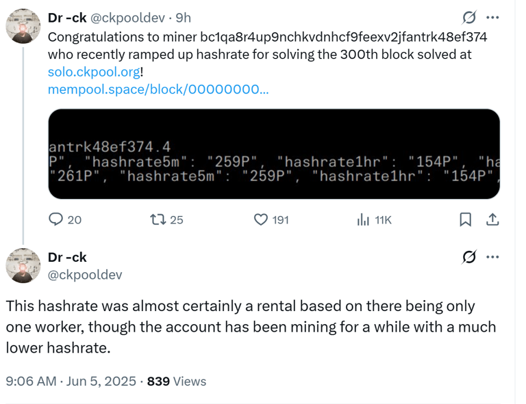 Solo Bitcoin miner bags $330K block reward despite record difficulty