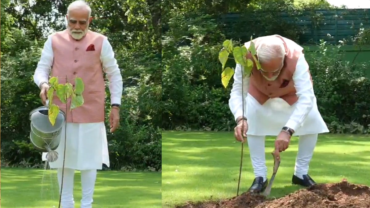 PM Modi Plants 'Sindoor Sapling' Gifted By Brave Women Of Kutch At ...