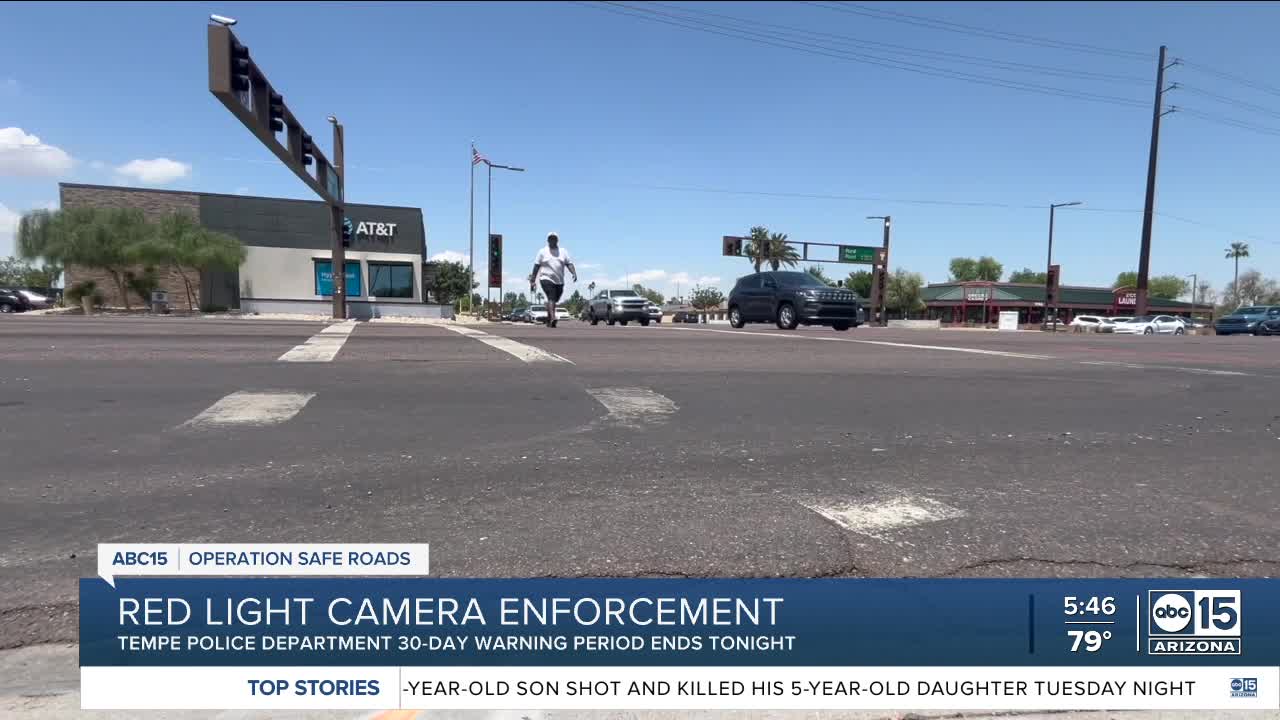 Tempe intersection enforcement cameras warning period ends