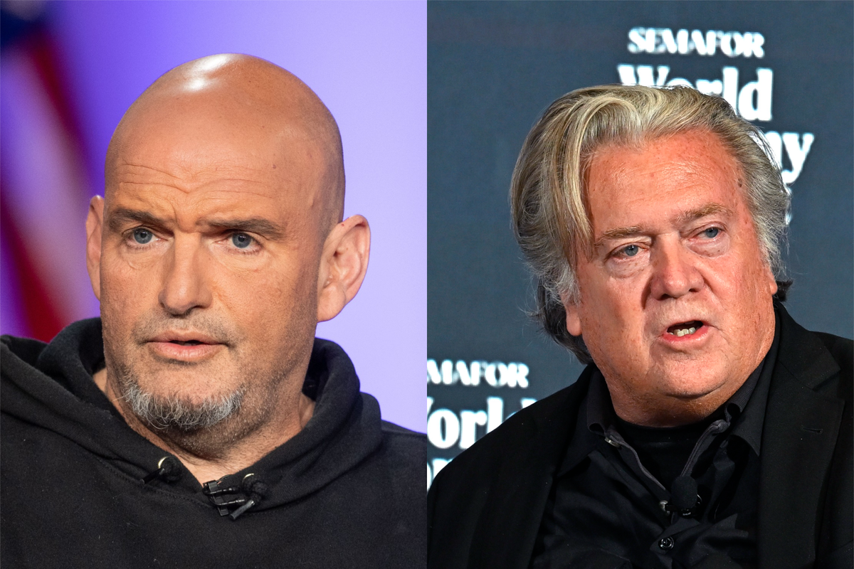 Democrat John Fetterman spotted dining with Trump strategist Bannon at MAGA hotspot ...on the ...