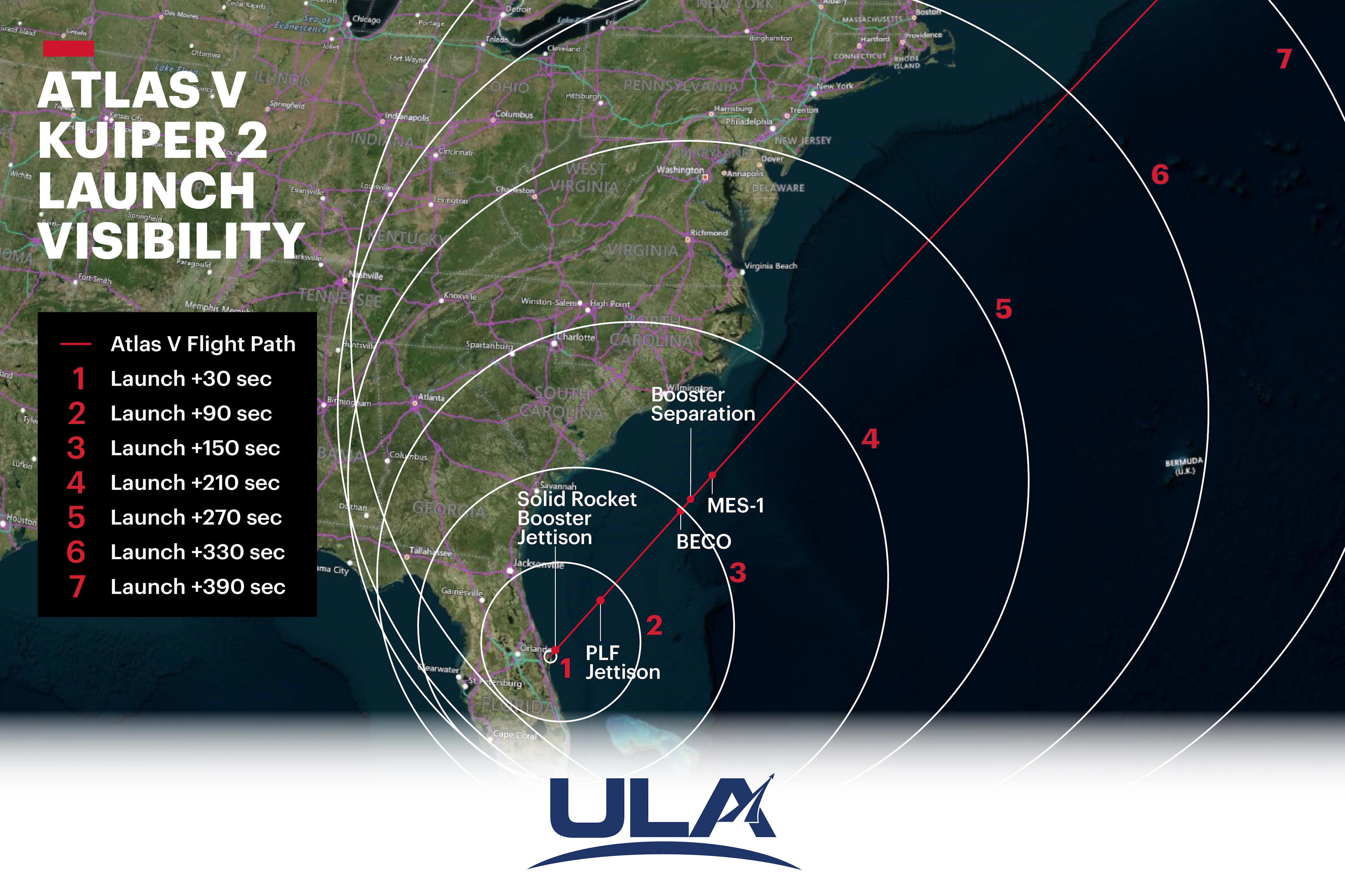 Amazon-ULA rocket launch in Florida: Visibility map shows Nashville ...