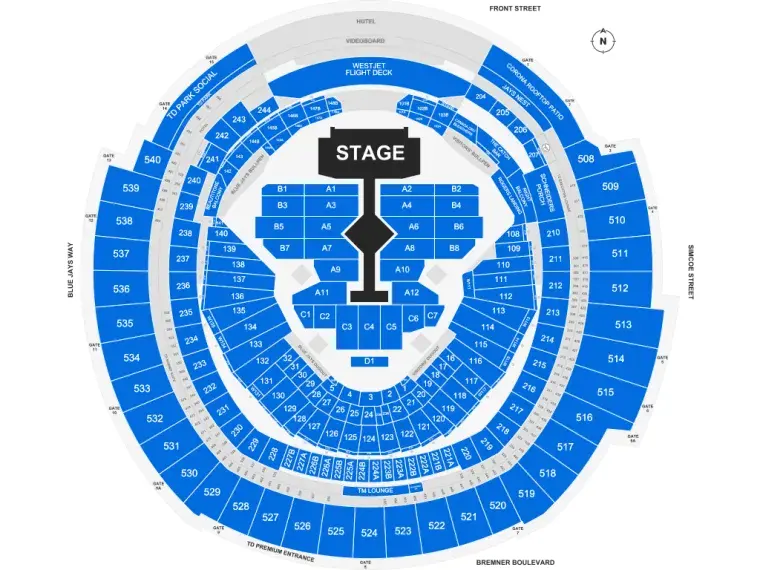Rogers Centre Stadium Guide: Schedule of events, concerts, seating map ...