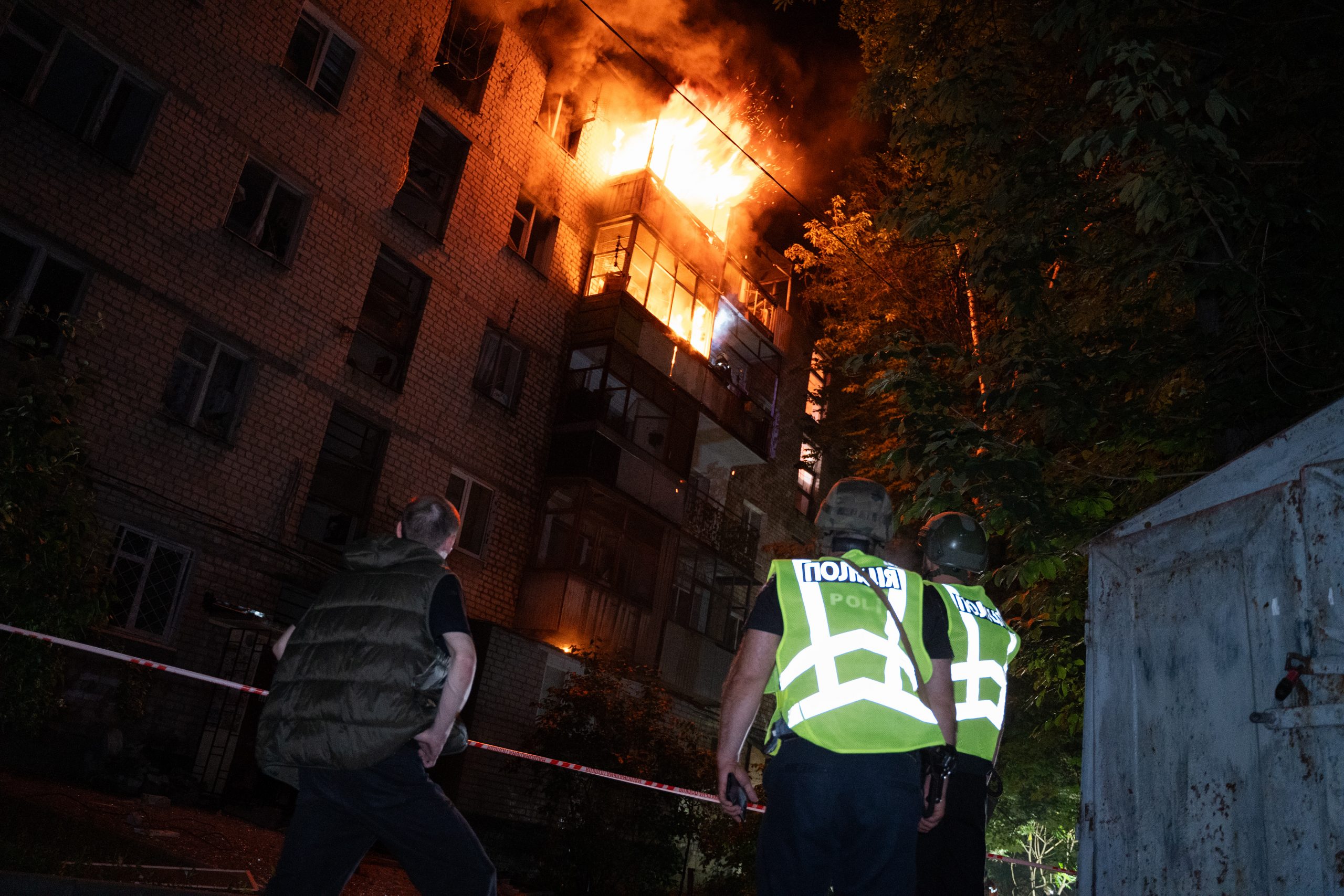 Night bombing in Ukraine