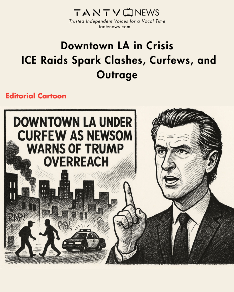 Editorial Cartoon: LA faces protests over immigration raids