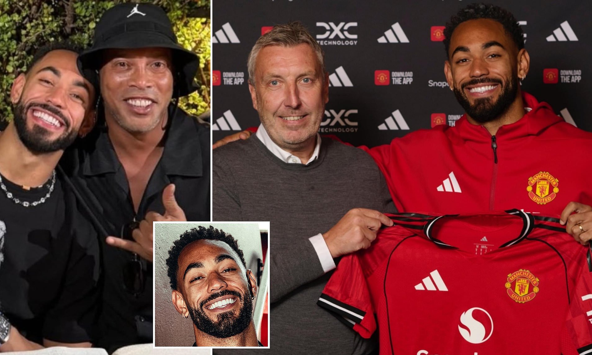 Matheus Cunha poses with Brazil icons after £62.5m Man United unveiling ...